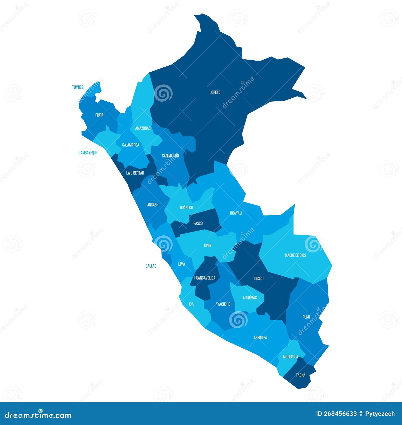 Peru Political Map of Administrative Divisions Stock Illustration ...