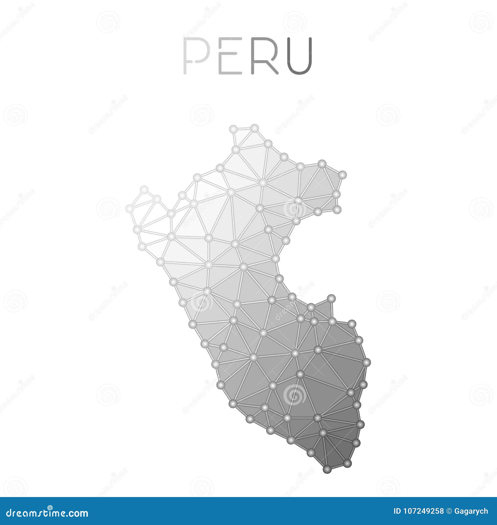 Peru polygonal vector map. stock vector. Illustration of geometry ...
