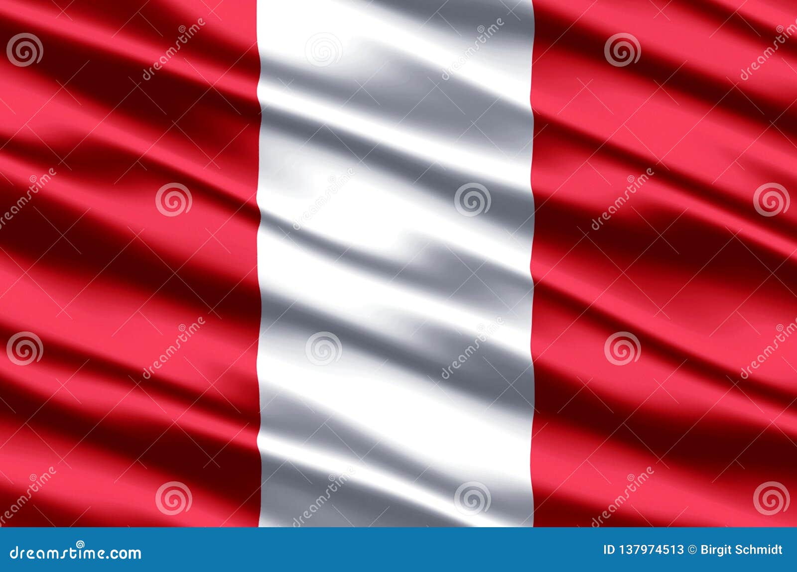 Peru Realistic Flag Illustration. Stock Illustration - Illustration of ...