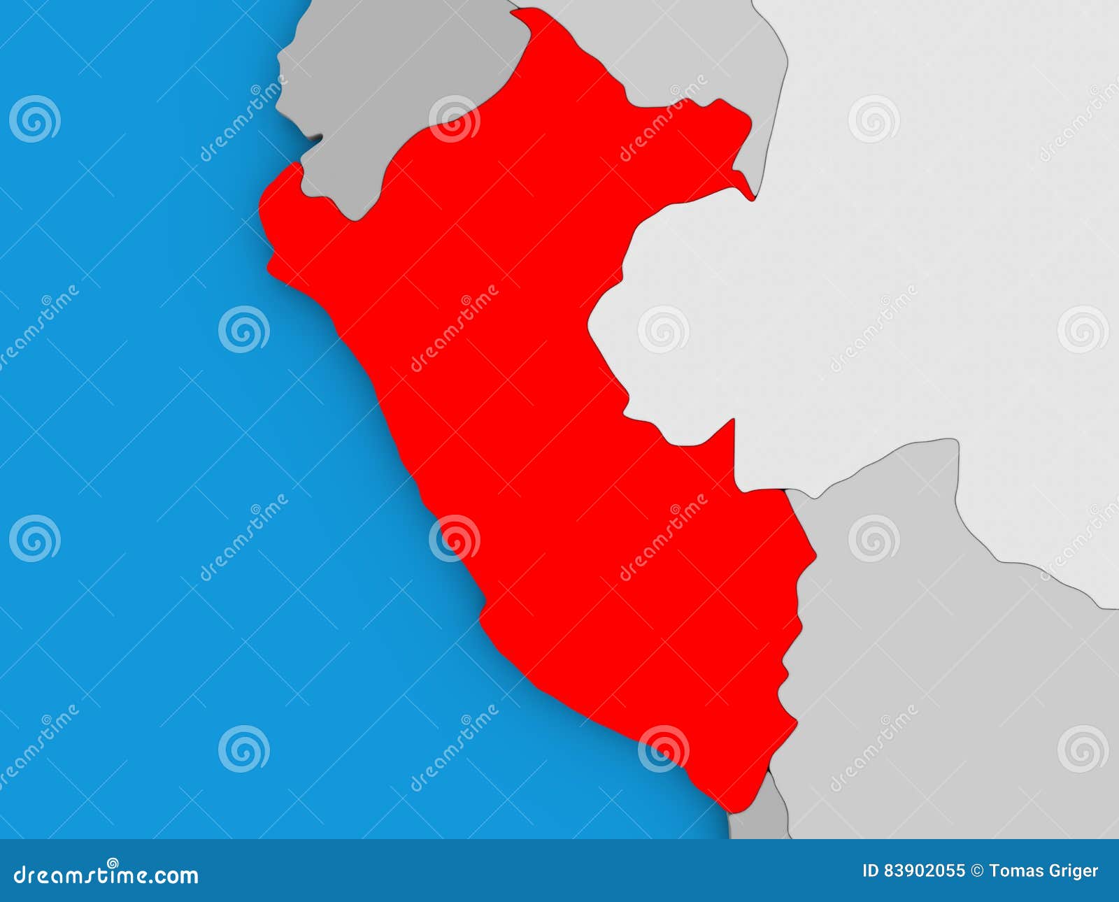 Peru in red on globe stock illustration. Illustration of travel - 83902055