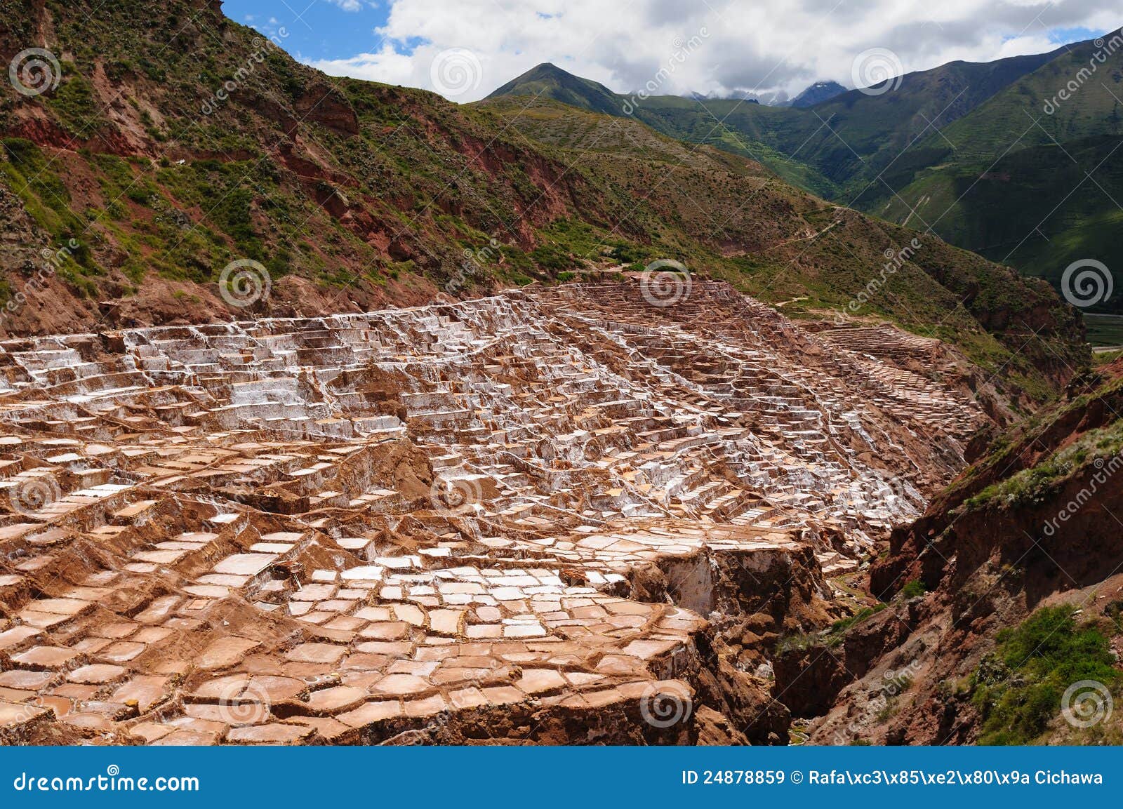 Peru, Sacred Valley, Salt Mine in Maras Stock Image - Image of hillside ...