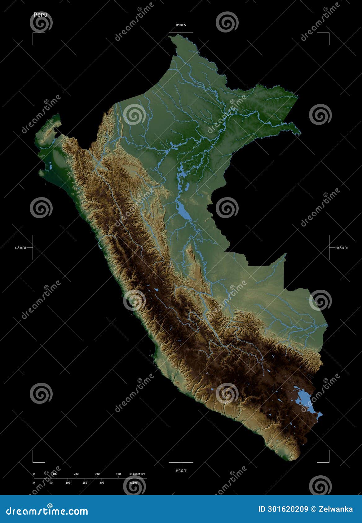 Peru Shape on Black. Physical Stock Illustration - Illustration of ...