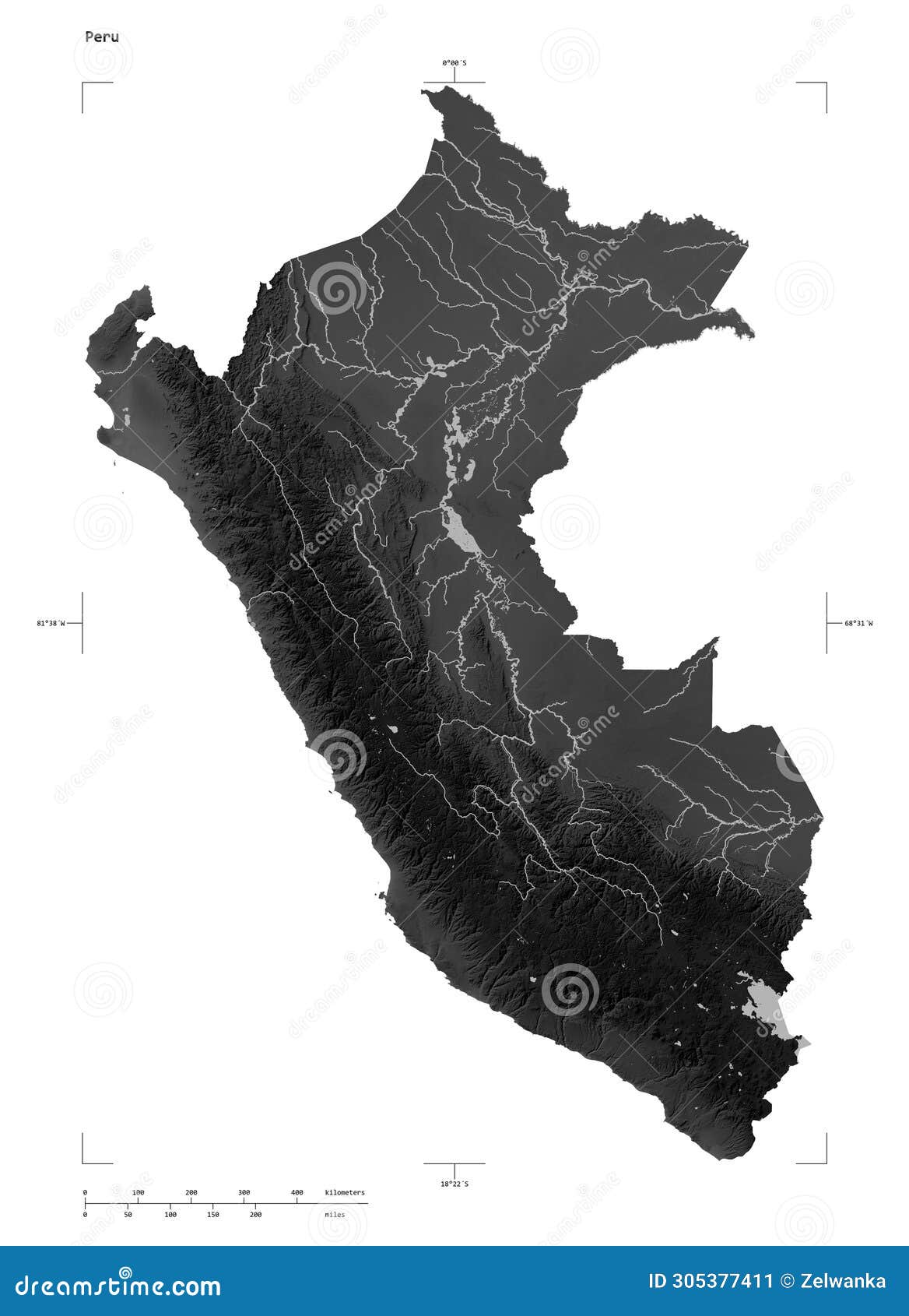 Peru Shape on White. Grayscale Stock Illustration - Illustration of ...