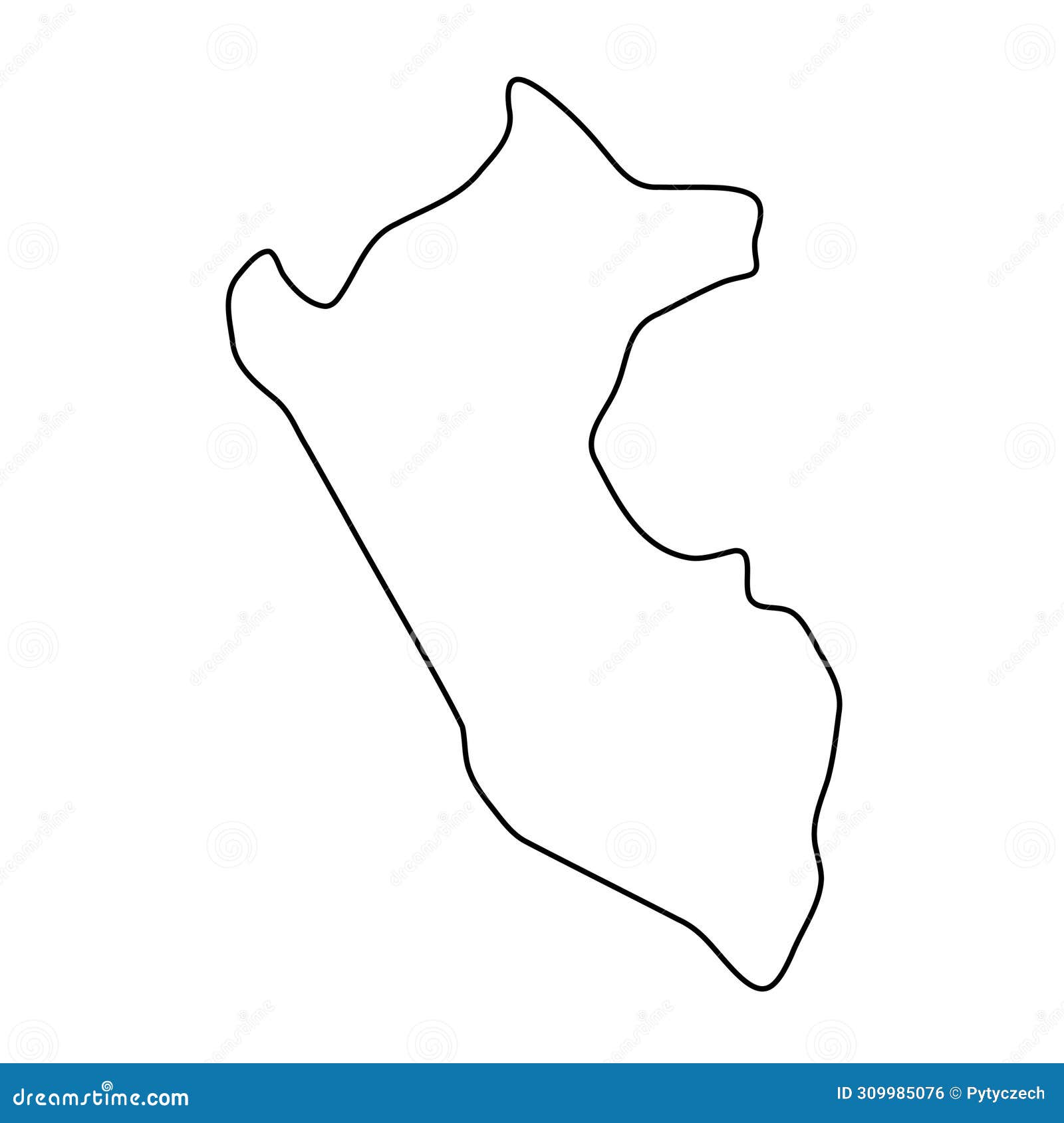 Peru Simplified Vector Outline Map Stock Vector - Illustration of icon ...