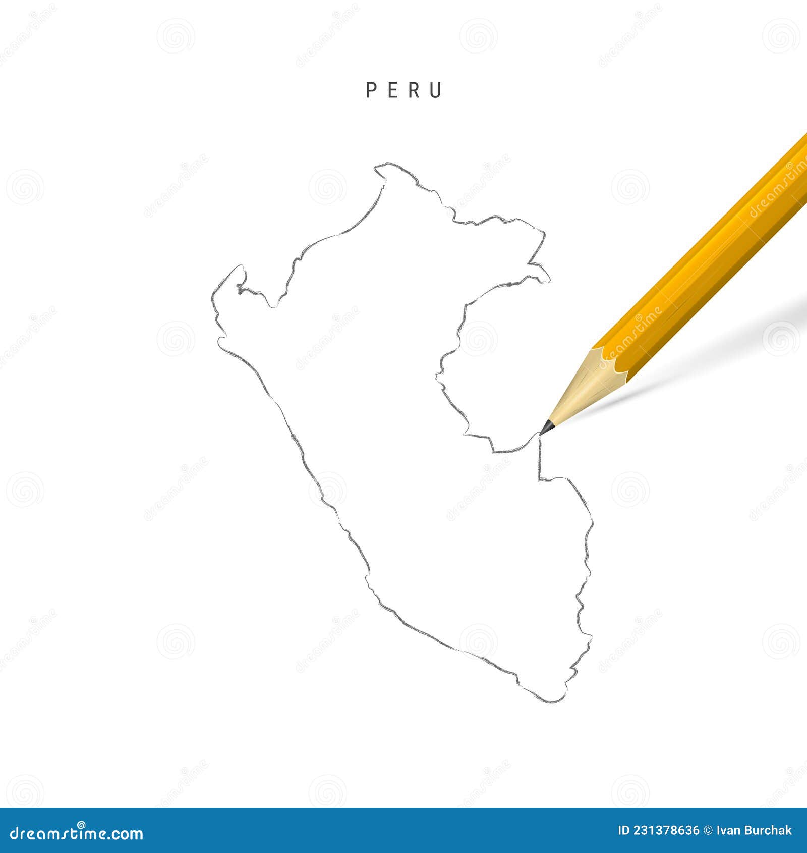 Peru Map Freehand Sketch On Black Background Vector Illustration ...
