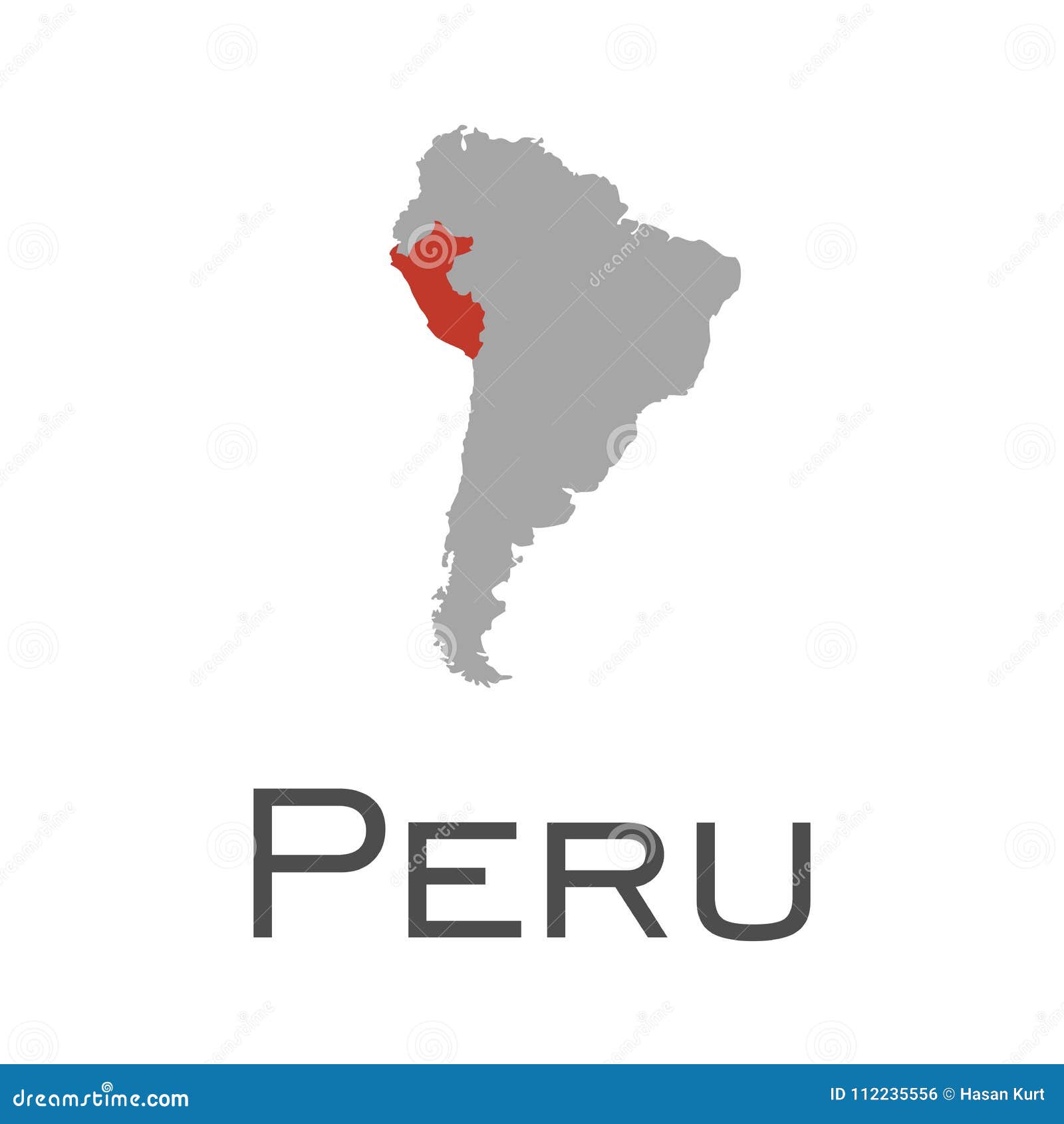 Peru and South American Continent Map Stock Illustration - Illustration ...