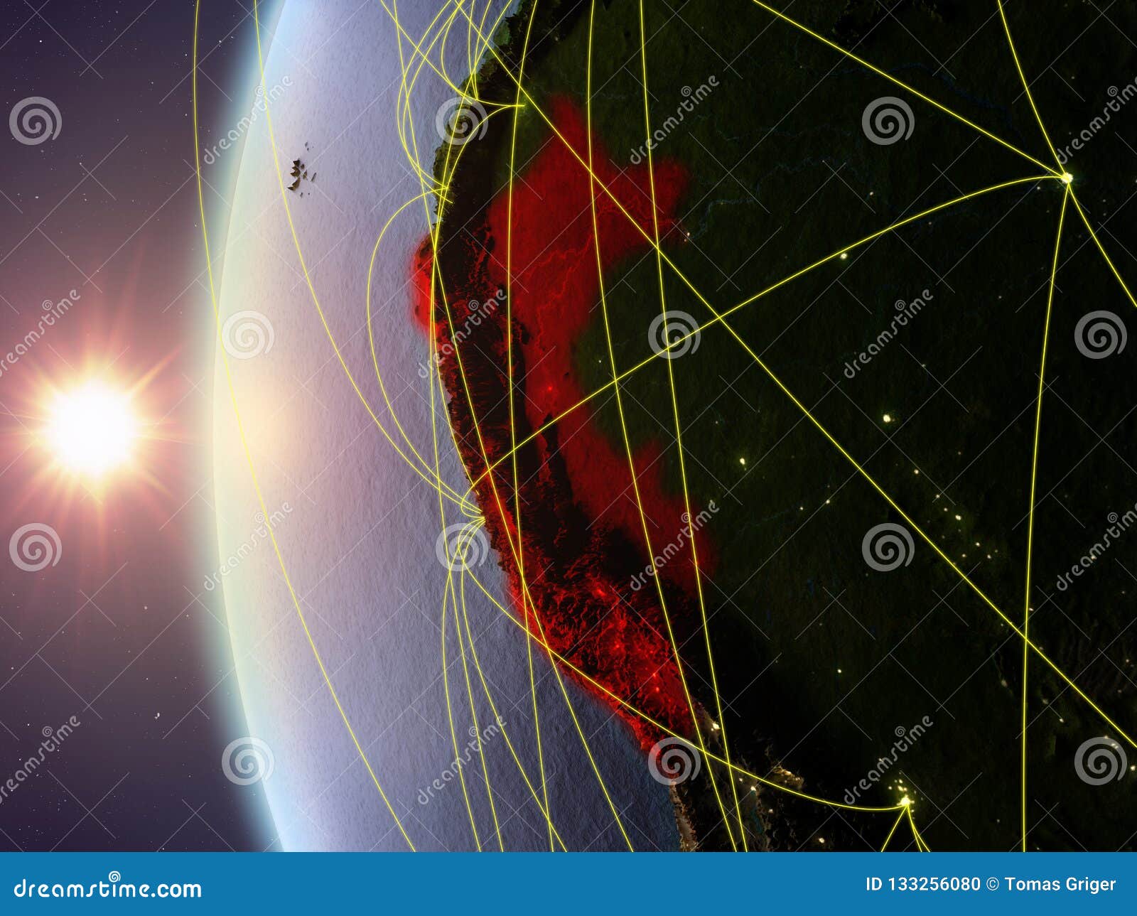 Peru from Space with Network Stock Illustration - Illustration of ...
