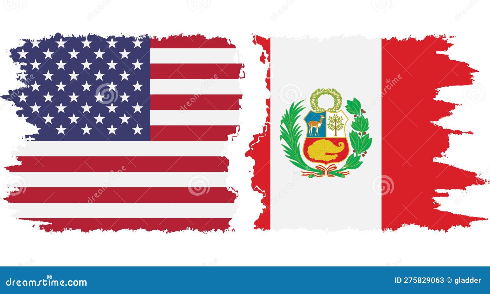 Peru and USA Grunge Flags Connection Vector Stock Vector - Illustration ...