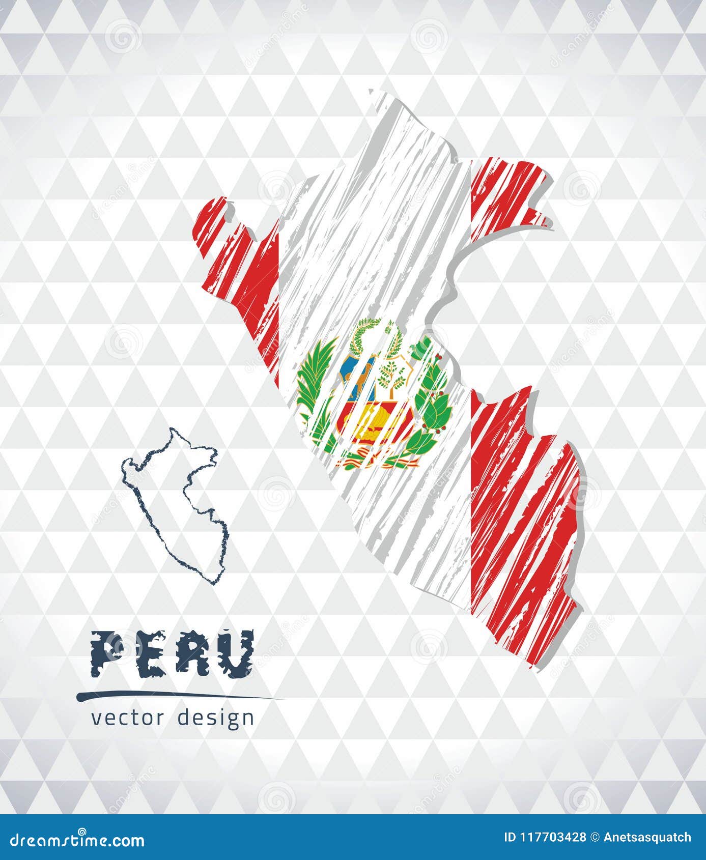 Peru Vector Map with Flag Inside Isolated on a White Background. Sketch ...
