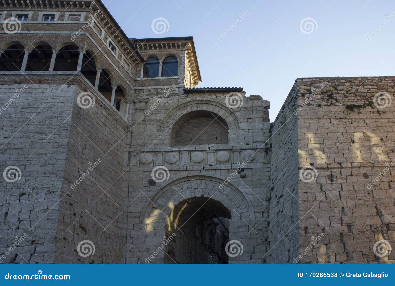 The Etruscan Arch of Perugia, Also Called Augustus Gate Stock Photo ...