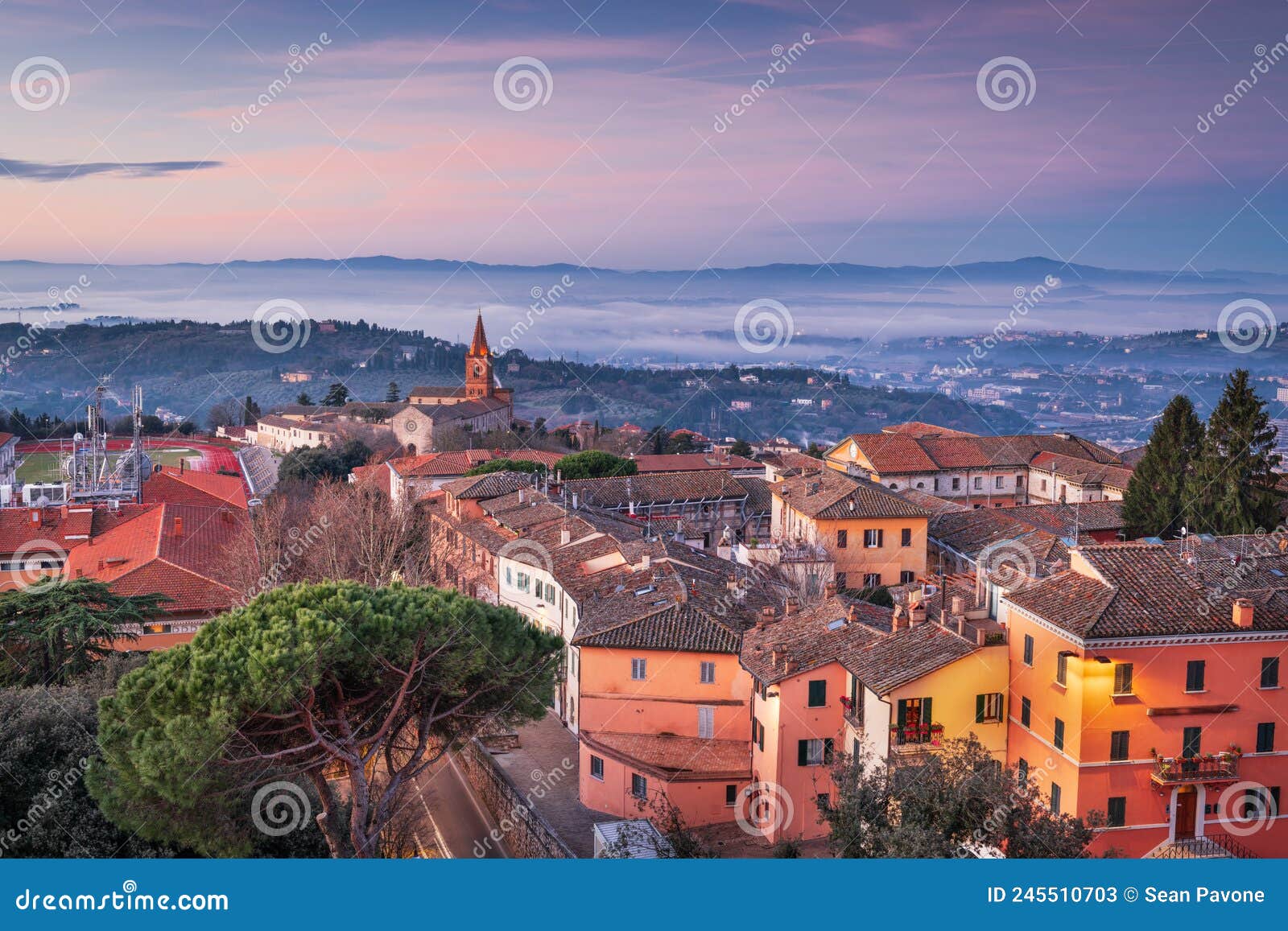 Perugia, Italy in the Morning Stock Image - Image of italian, buildings ...