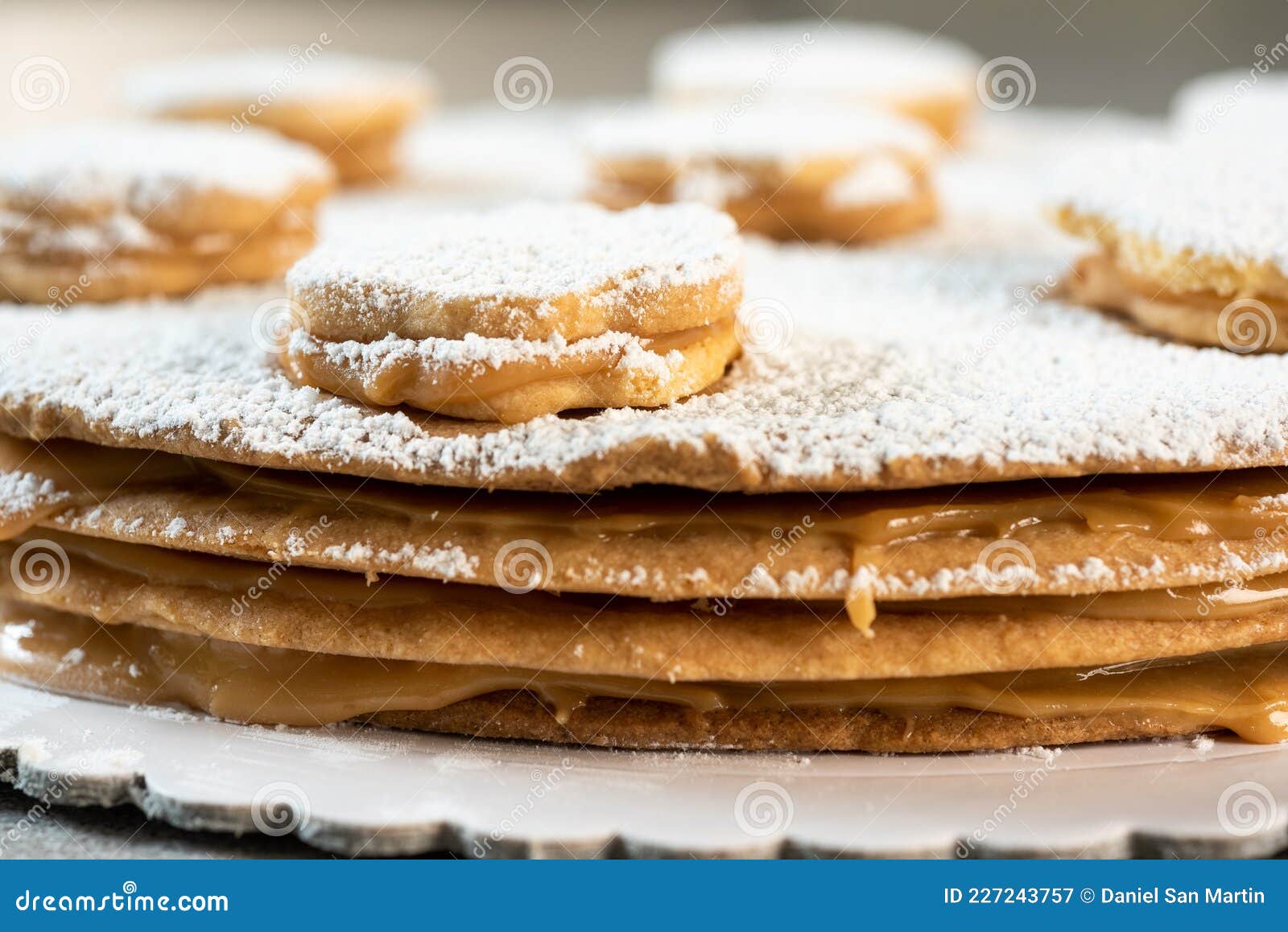 Peruvian Alfajor Cookie with Caramel and White Sugar Dust Stock Image ...
