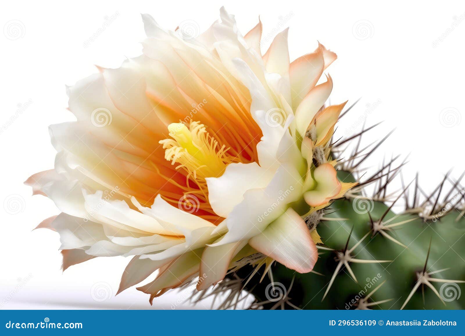 Peruvian Apple Cactus Cereus Peruvianus on White Background. Generative ...
