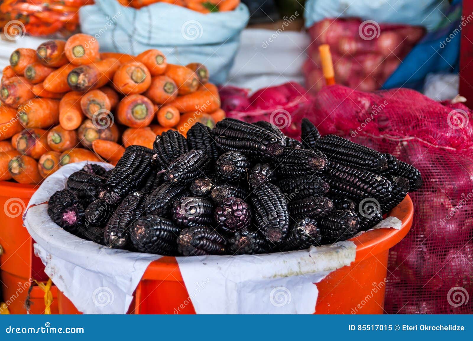 Peruvian Black Corn at the Market in Cuzco Stock Image - Image of ...