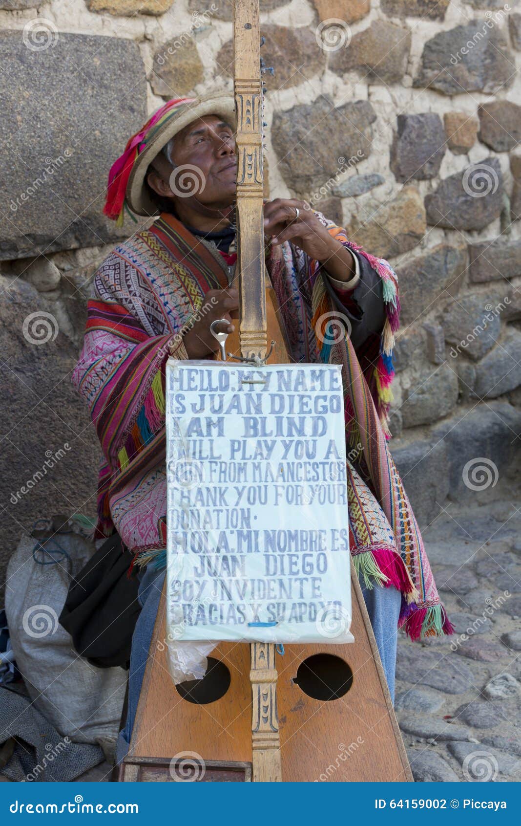 Peruvian Blind Man Playing Harp in Cusco, Peru Editorial Photography ...