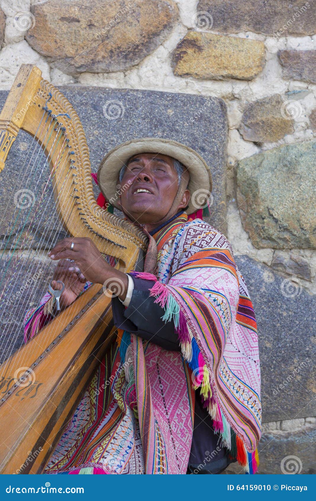 Peruvian Blind Man Playing Harp in Cusco, Peru Editorial Image - Image ...