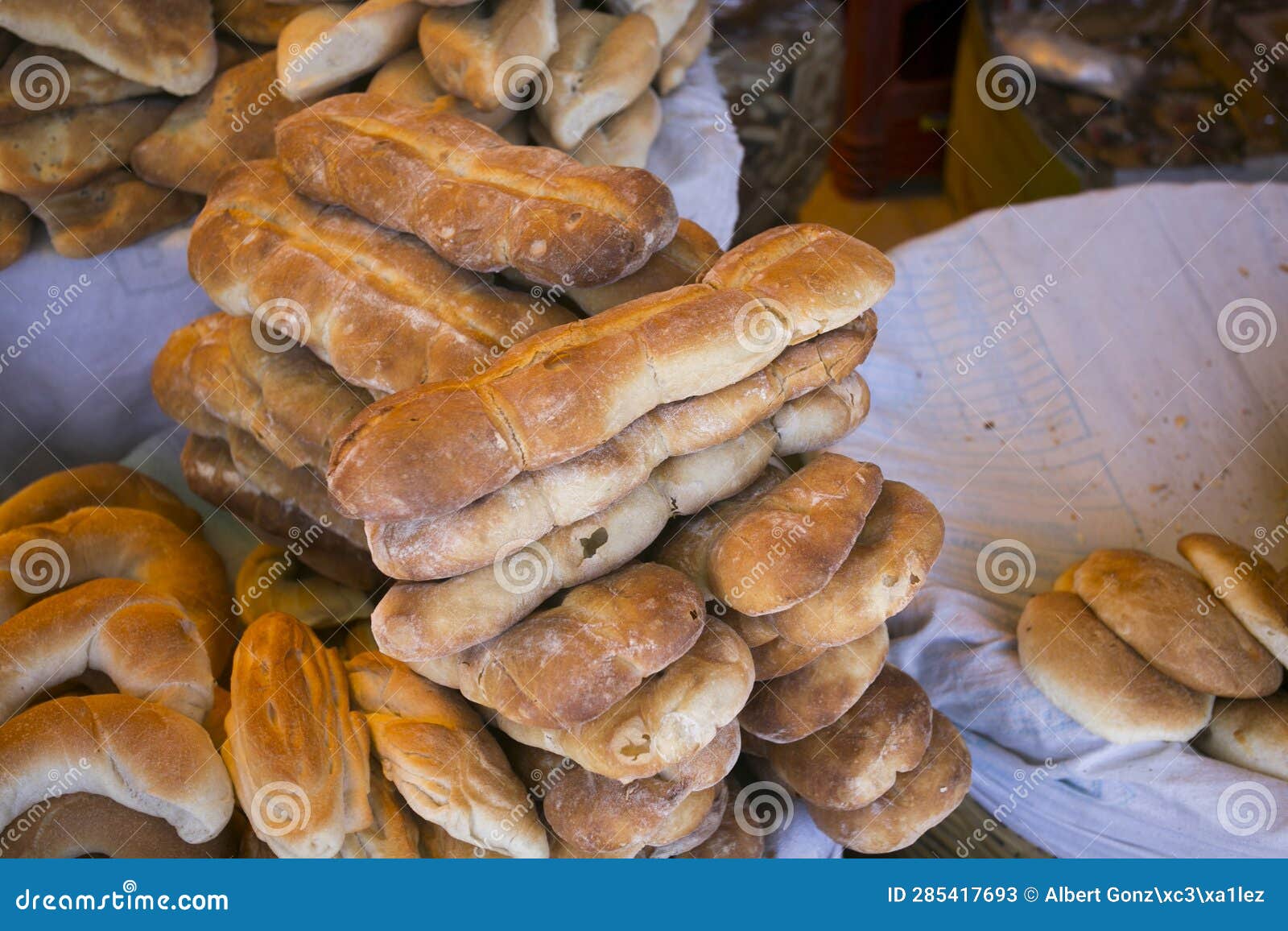 Peruvian Bread at a Market Stall in the City of Puno. Stock Image ...
