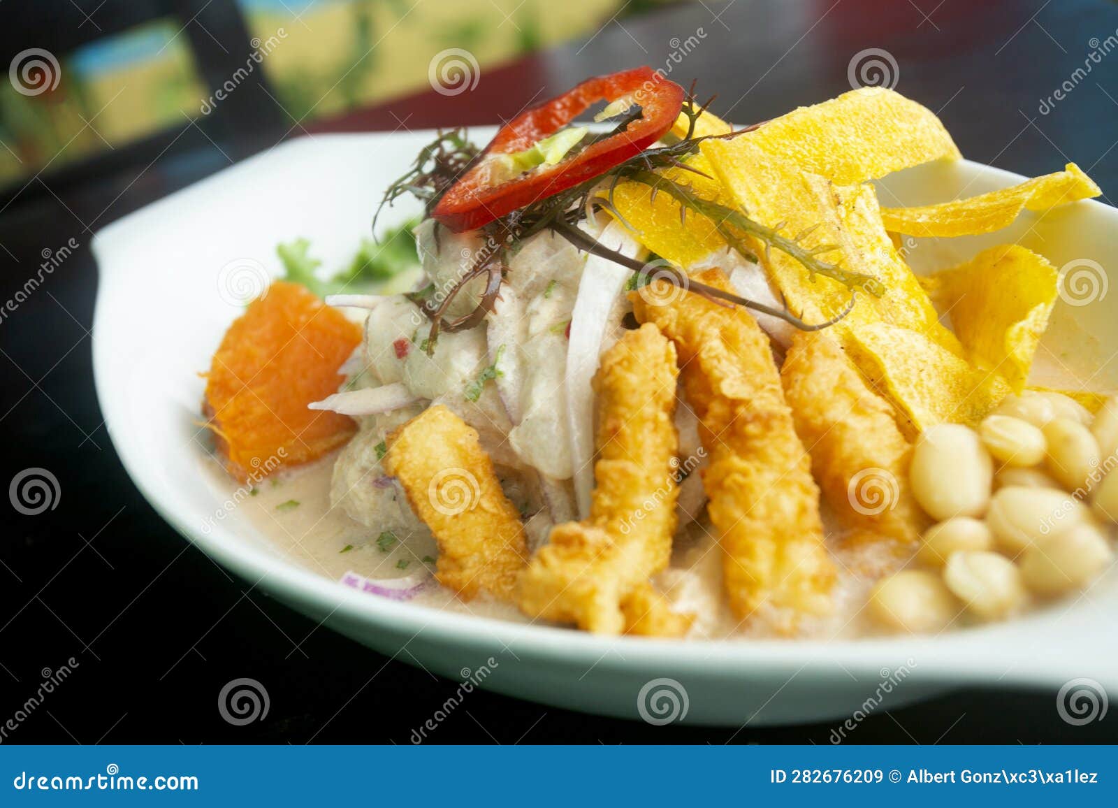 Peruvian Ceviche with Fish Served in a Restaurant in Lima. Stock Image ...