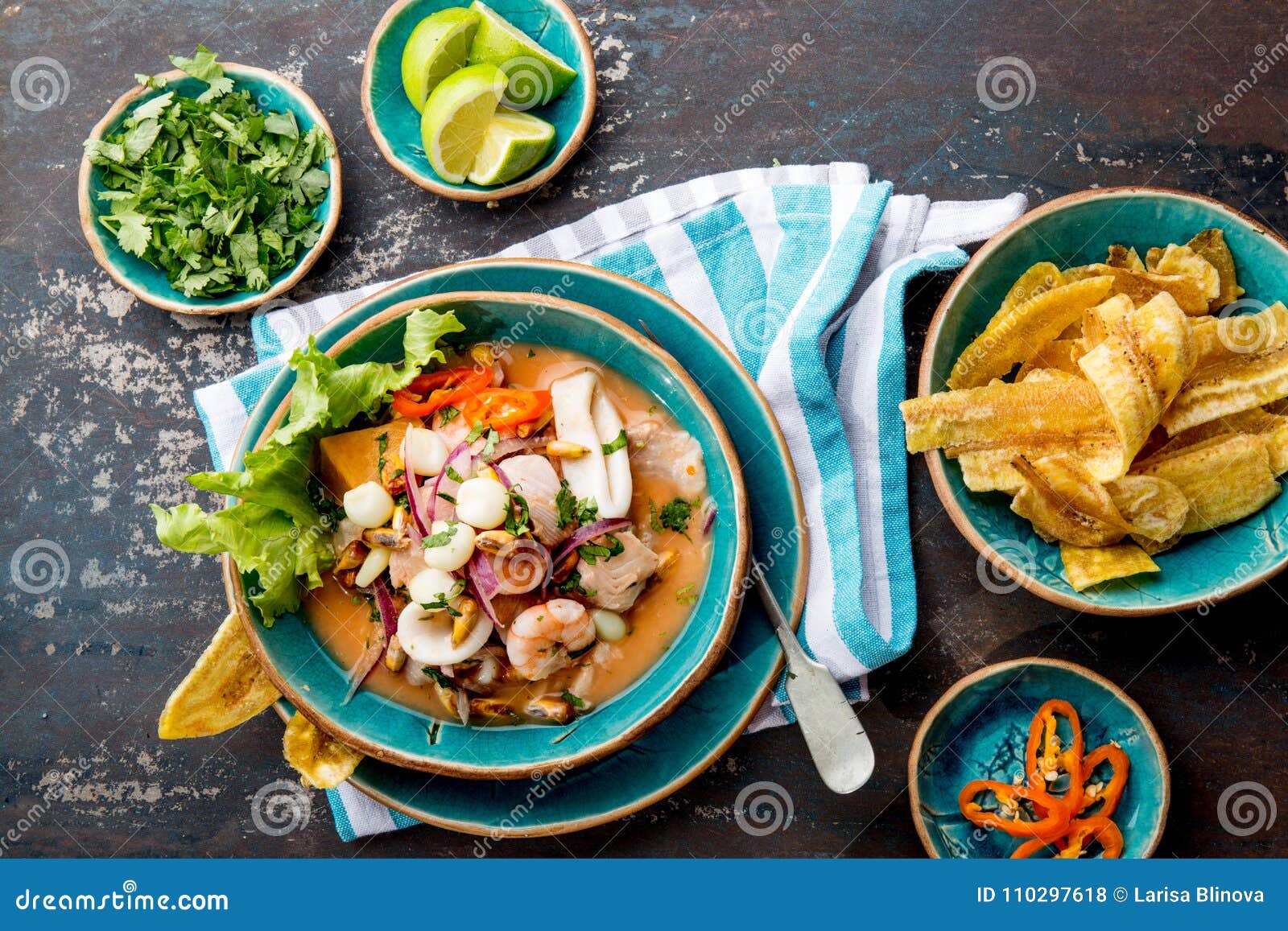 PERUVIAN CEVICHE SEBICHE. Peruvian Seafood and Fish Sebiche with Maize ...