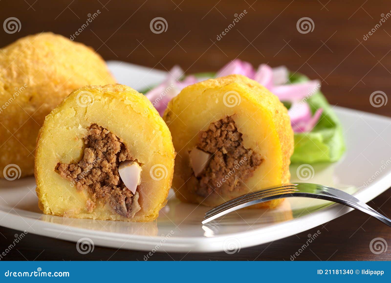 Peruvian Dish Called Papa Rellena (Stuffed Potato) Stock Photo - Image ...