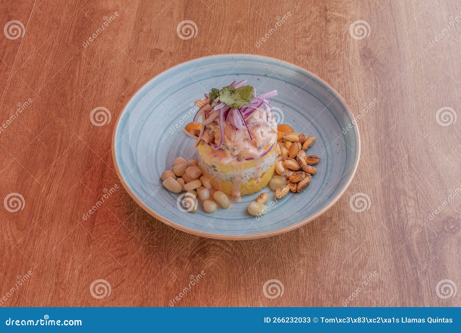 A Peruvian Dish that is a Mix of Causa and Ceviche De Corvina Con ...