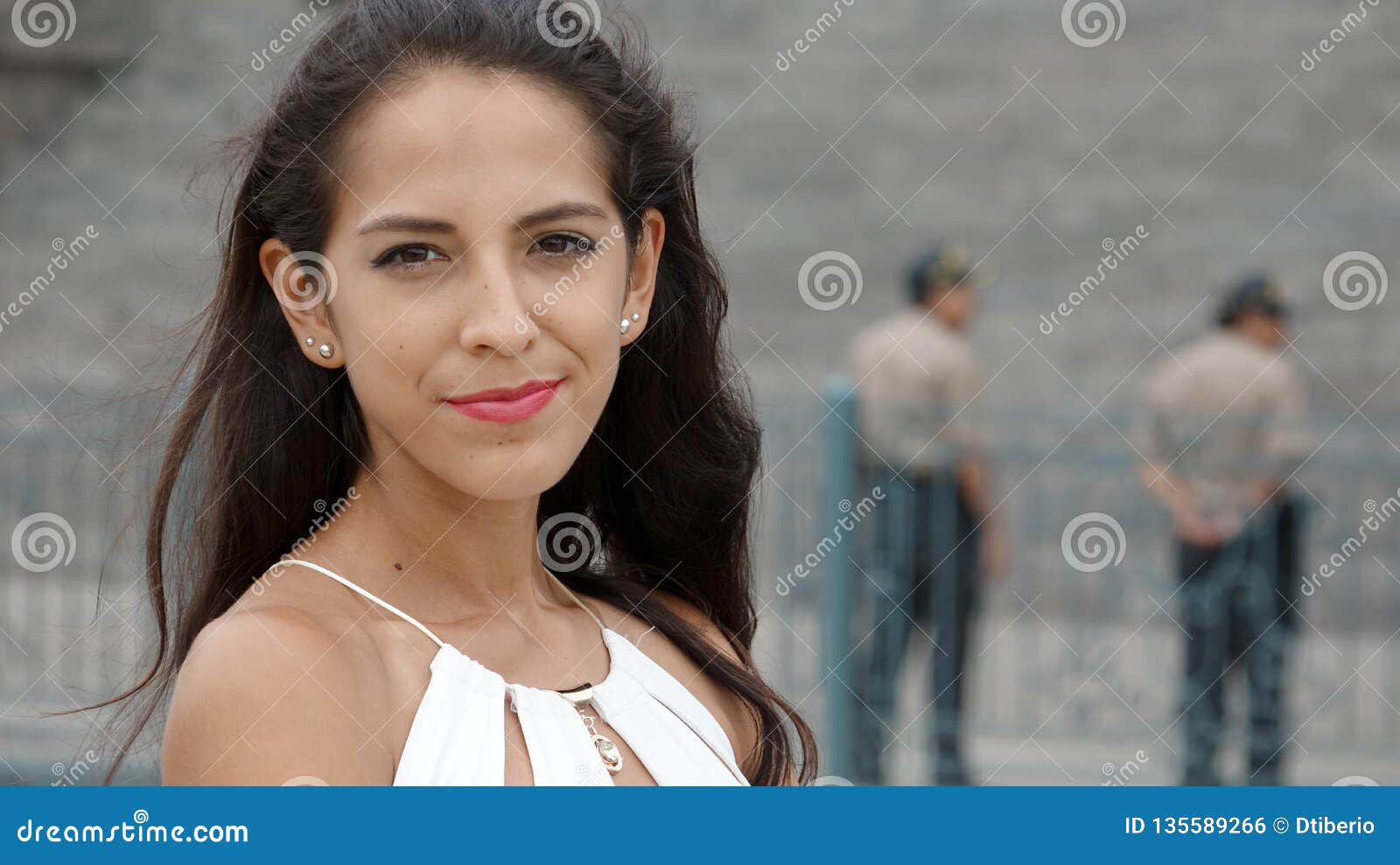 Peruvian Female with Security Guards Stock Photo - Image of safety ...