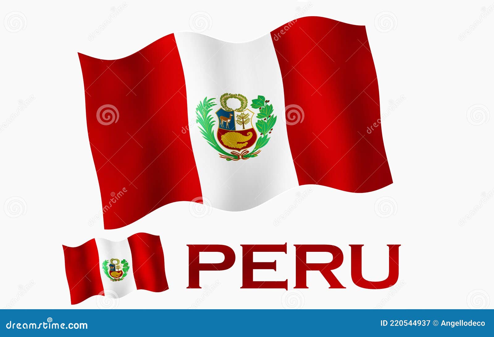 Peruvian Flag Illustration with Peru Text and White Space Stock ...