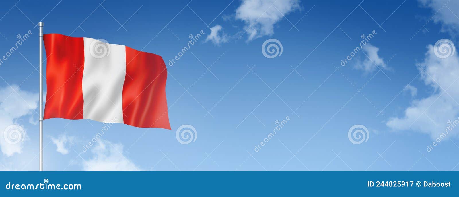 Peruvian Flag Isolated on a Blue Sky. Horizontal Banner Stock ...