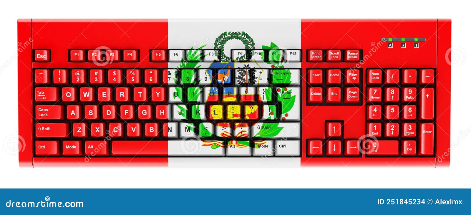 Peruvian Flag Painted on Computer Keyboard. 3D Rendering Stock ...