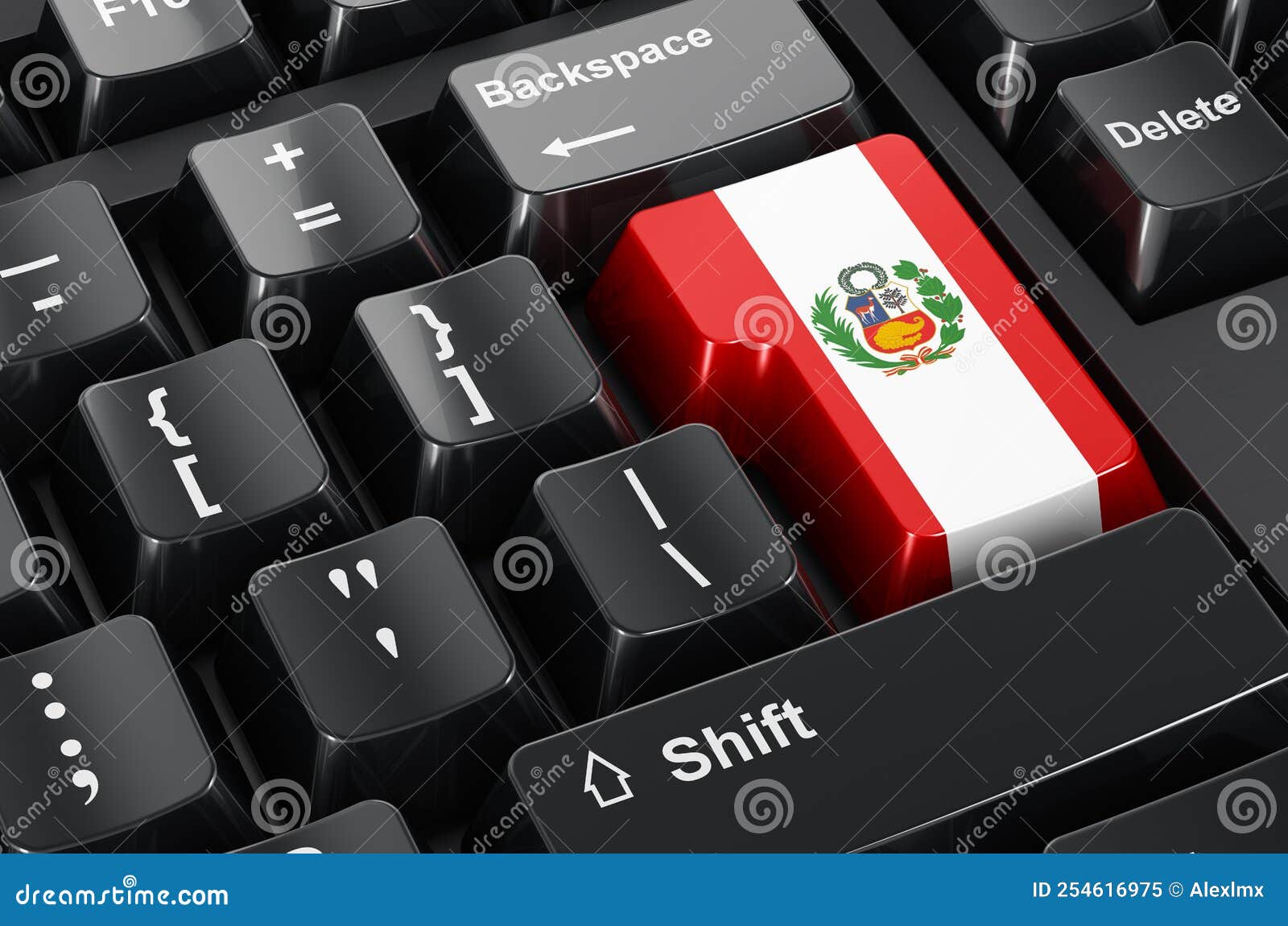 Peruvian Flag Painted on Computer Keyboard. Online Business, Education ...