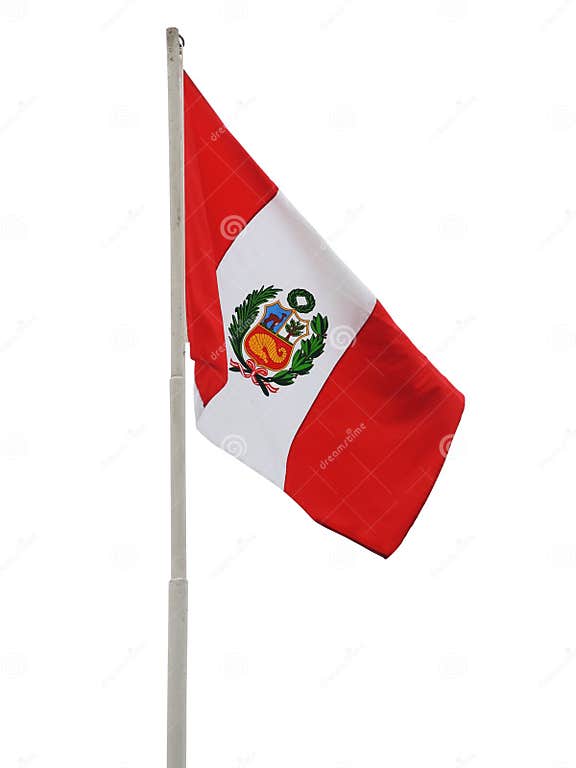Peruvian flag in pole. stock photo. Image of nation, country - 77264842