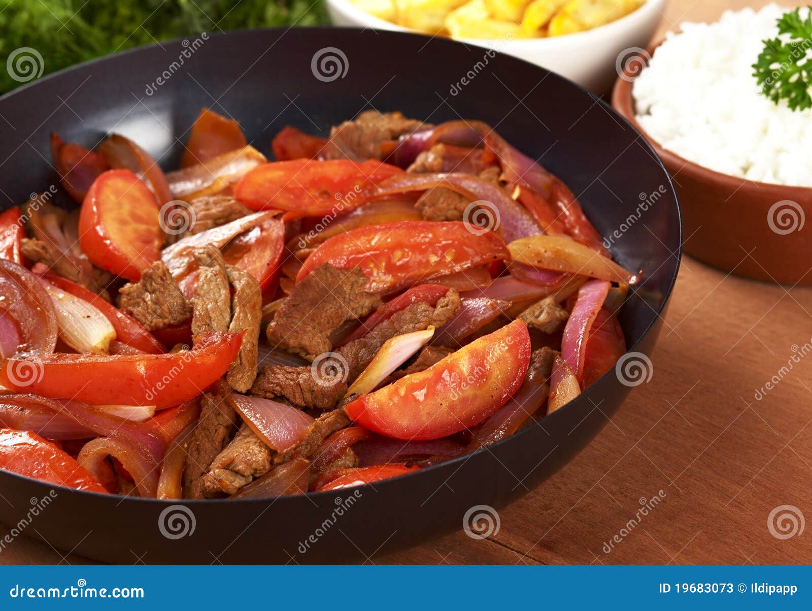 Peruvian Food Called Lomo Saltado Stock Image - Image of horizontal ...