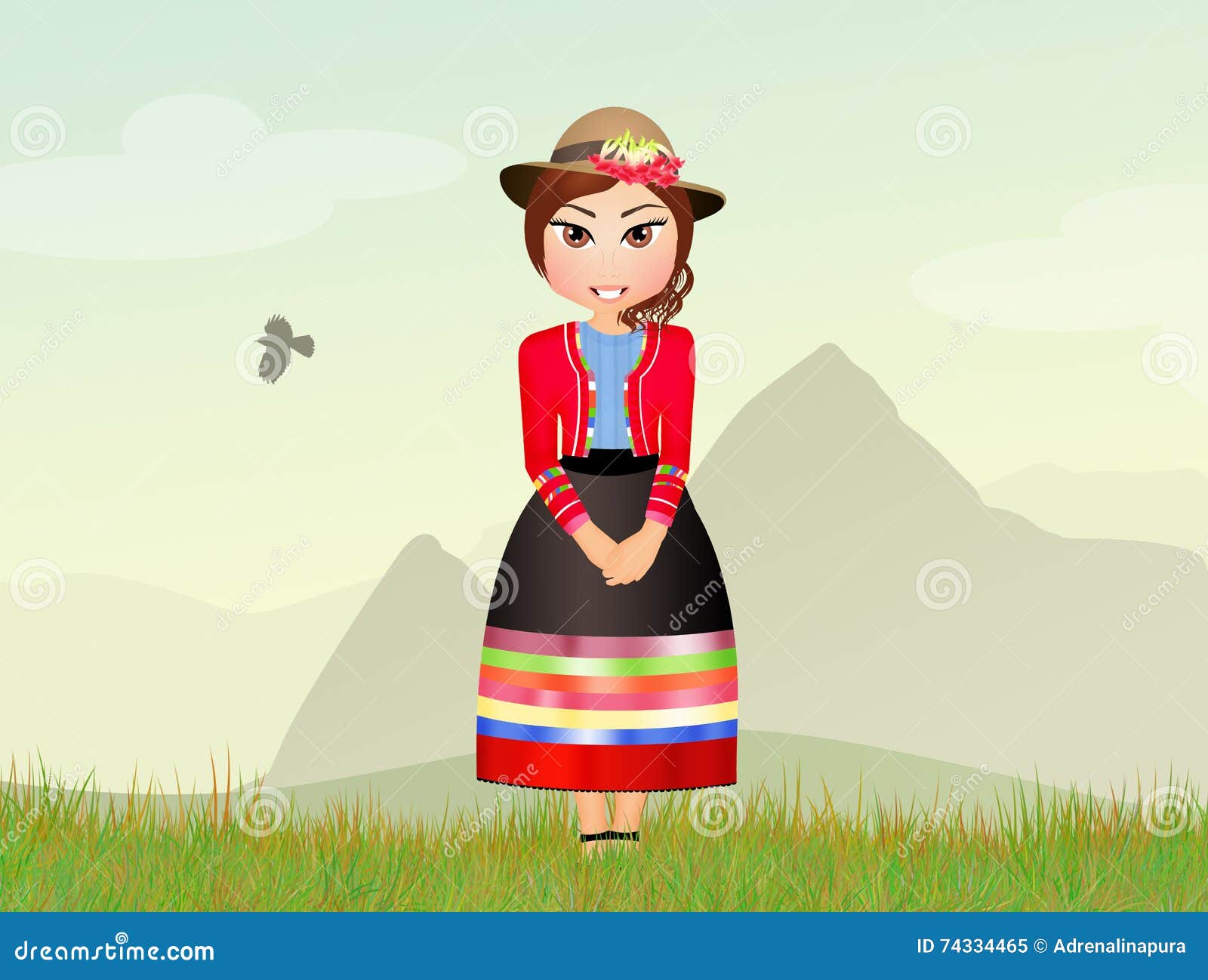 Peruvian Boy And Girl In National Costume And Hat. Cartoon Children In ...