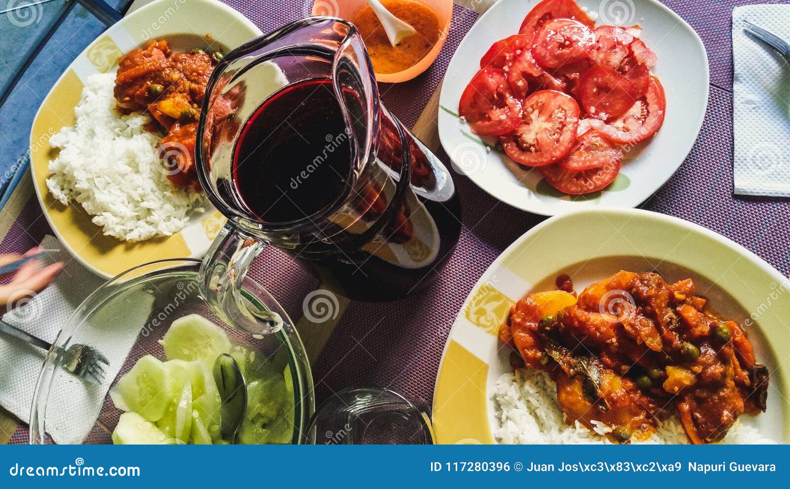 Peruvian lunch at table stock photo. Image of meat, passion - 117280396