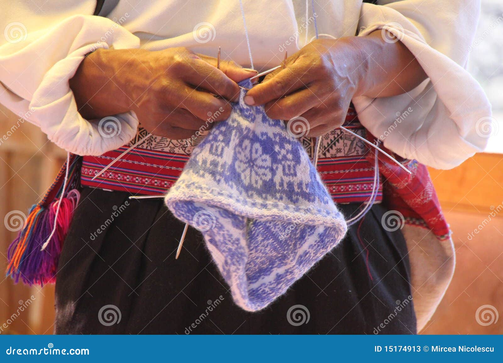 Peruvian man knitting stock image. Image of folklore - 15174913