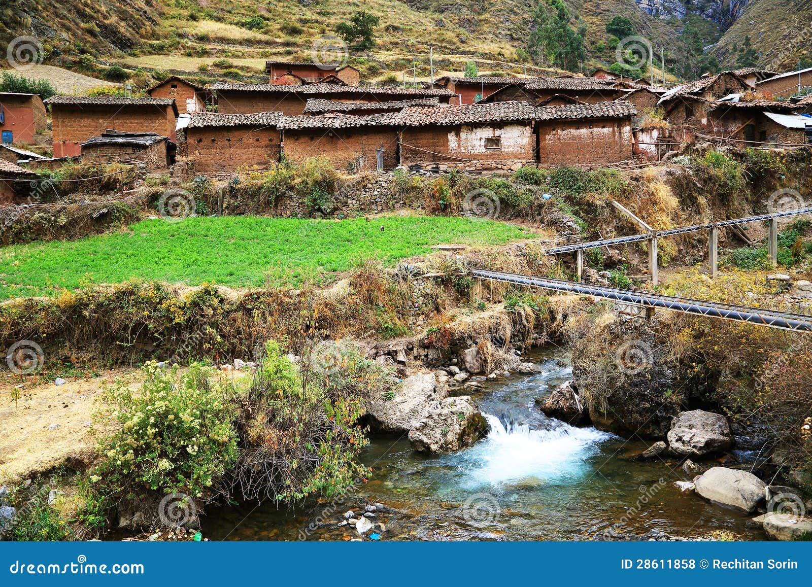 Peruvian mountain village stock photo. Image of huayhuash - 28611858