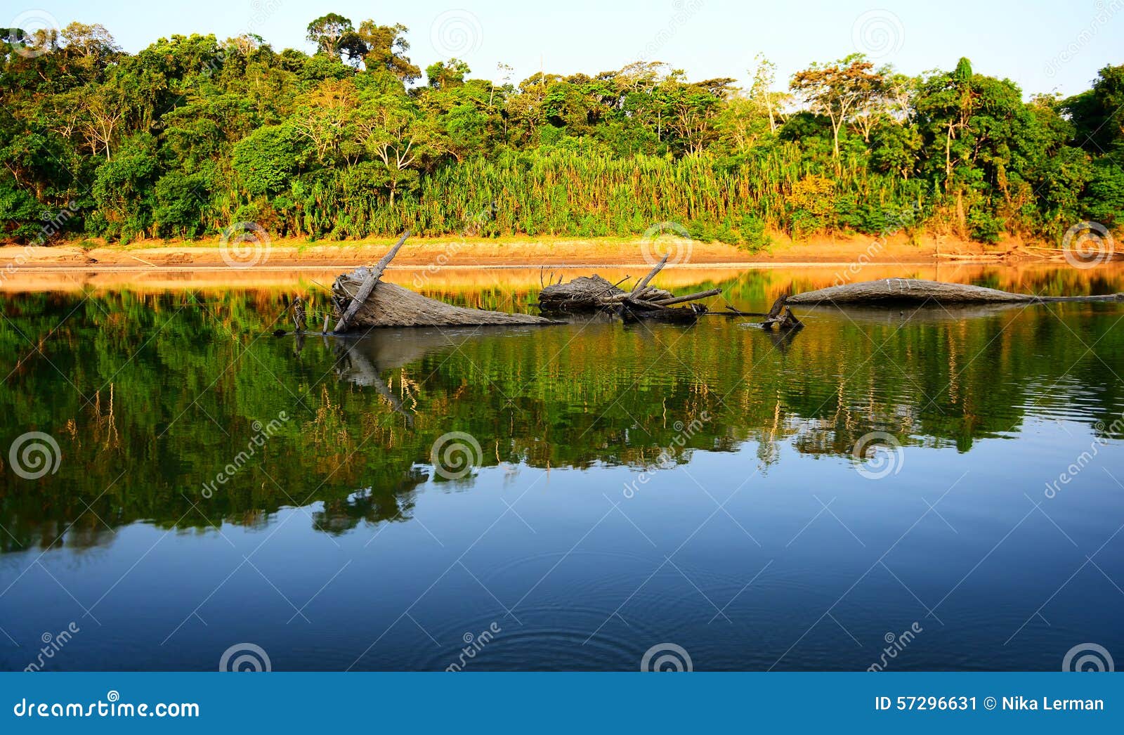 Peruvian river stock image. Image of reflection, amazon - 57296631