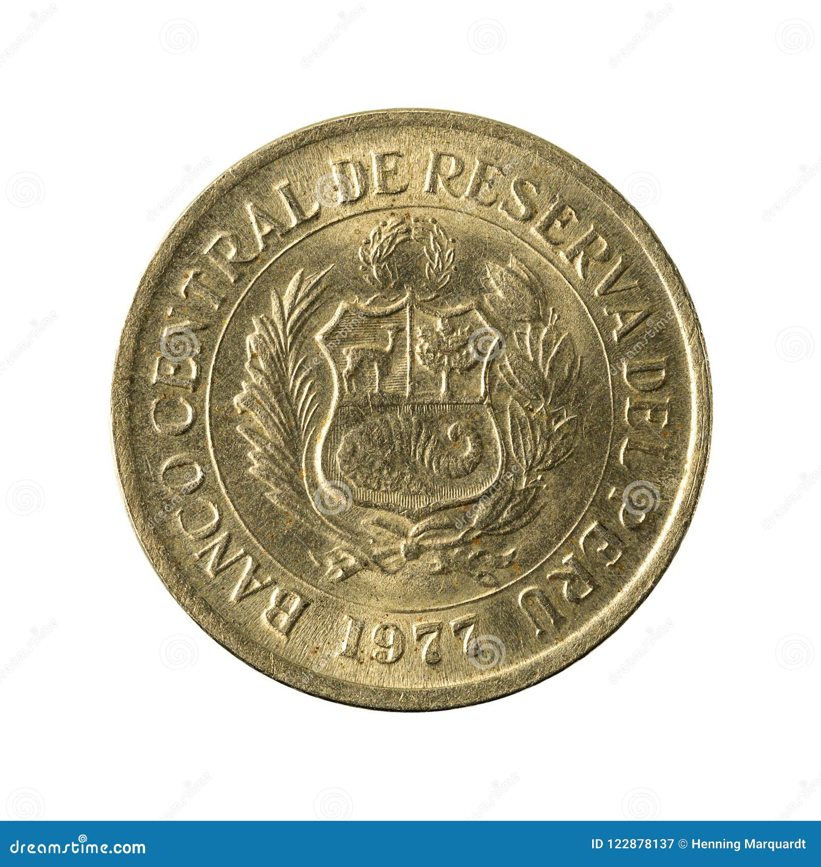 5 Peruvian Sol Coin 1977 Reverse Stock Image - Image of economic, peru ...
