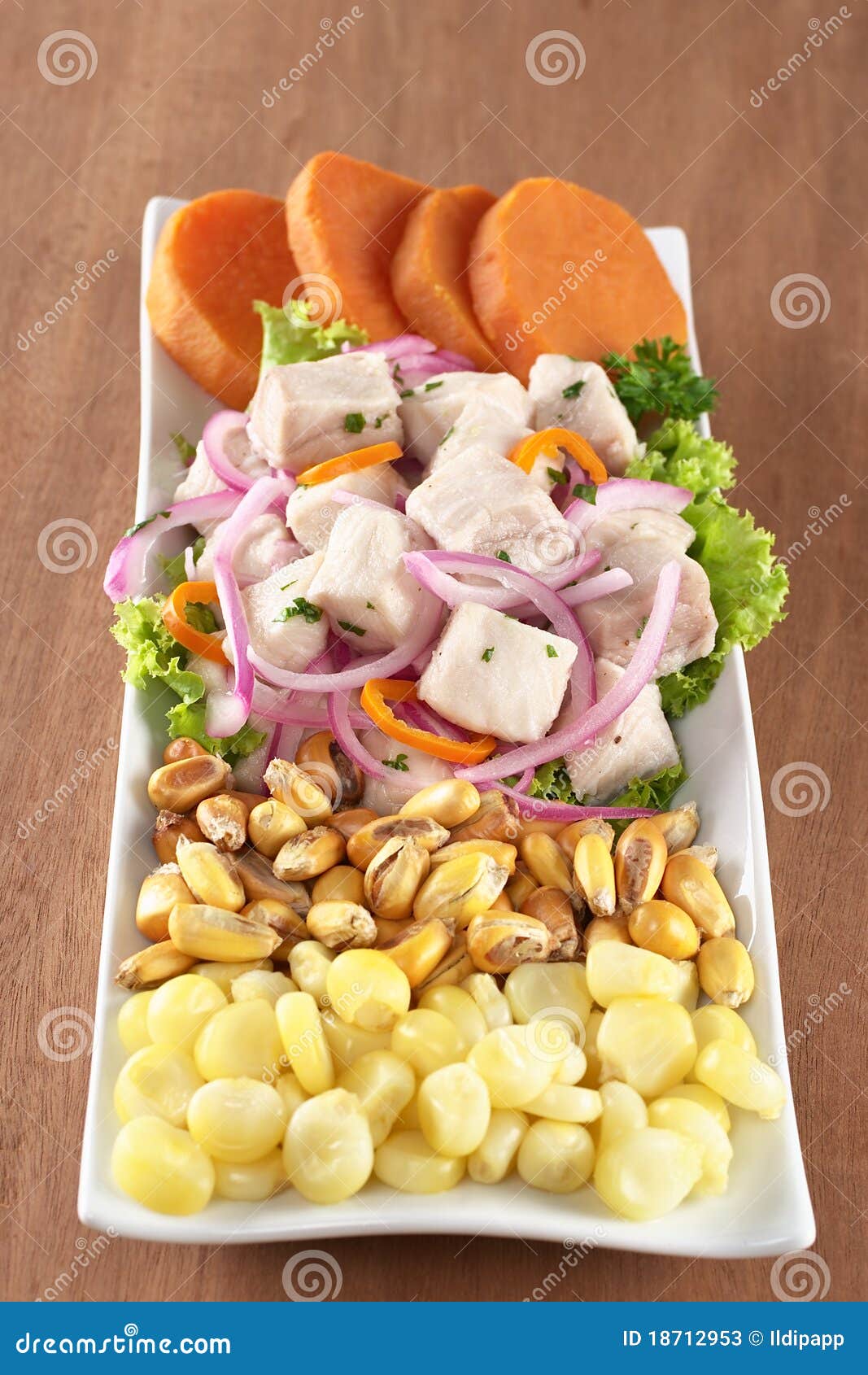 Peruvian-Style Ceviche stock image. Image of sweet, cancha - 18712953