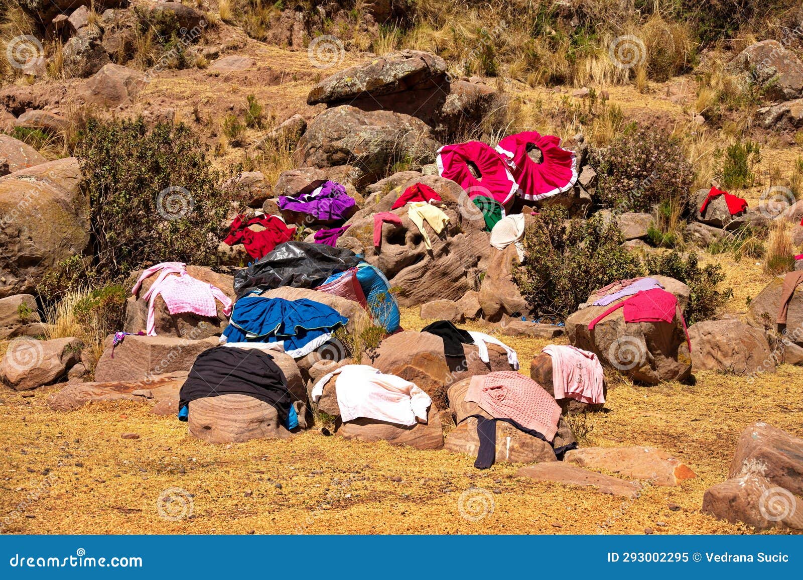 Peruvian Traditional Clothes Drying in the Sun Stock Image - Image of ...