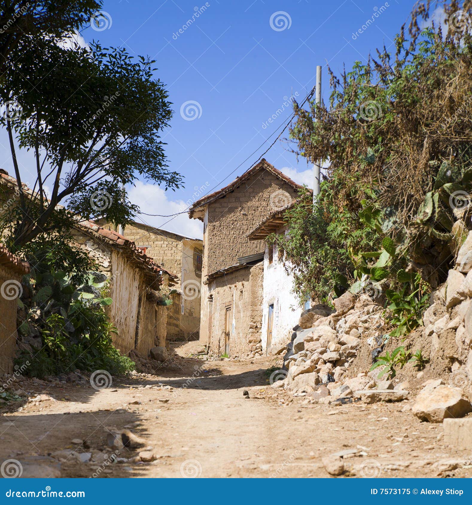 Peruvian village stock image. Image of empty, poor, trees - 7573175