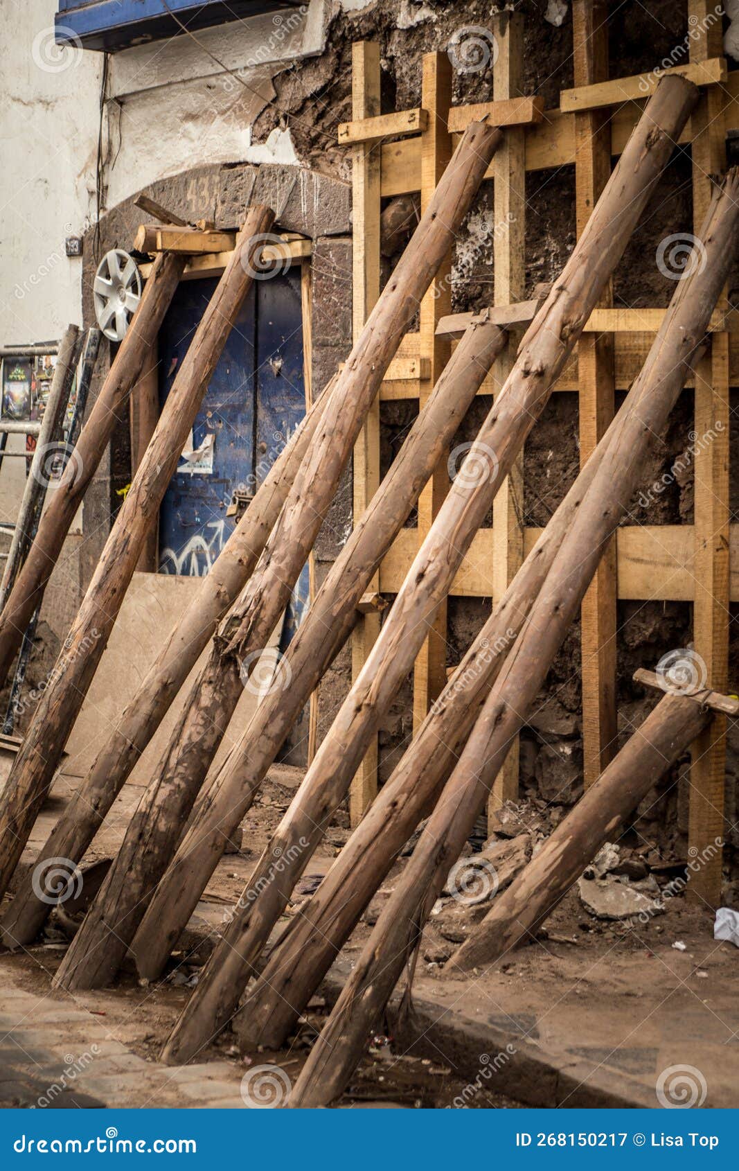 Peruvian Wooden barricade stock image. Image of third - 268150217