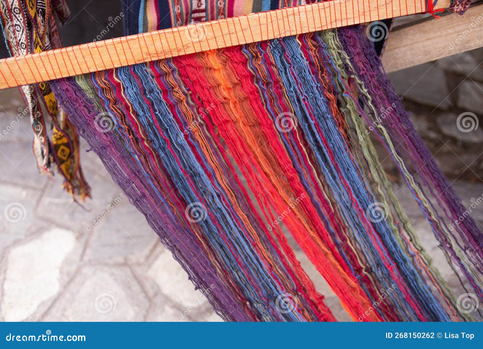Peruvian Yarn on a loom stock photo. Image of woven - 268150262