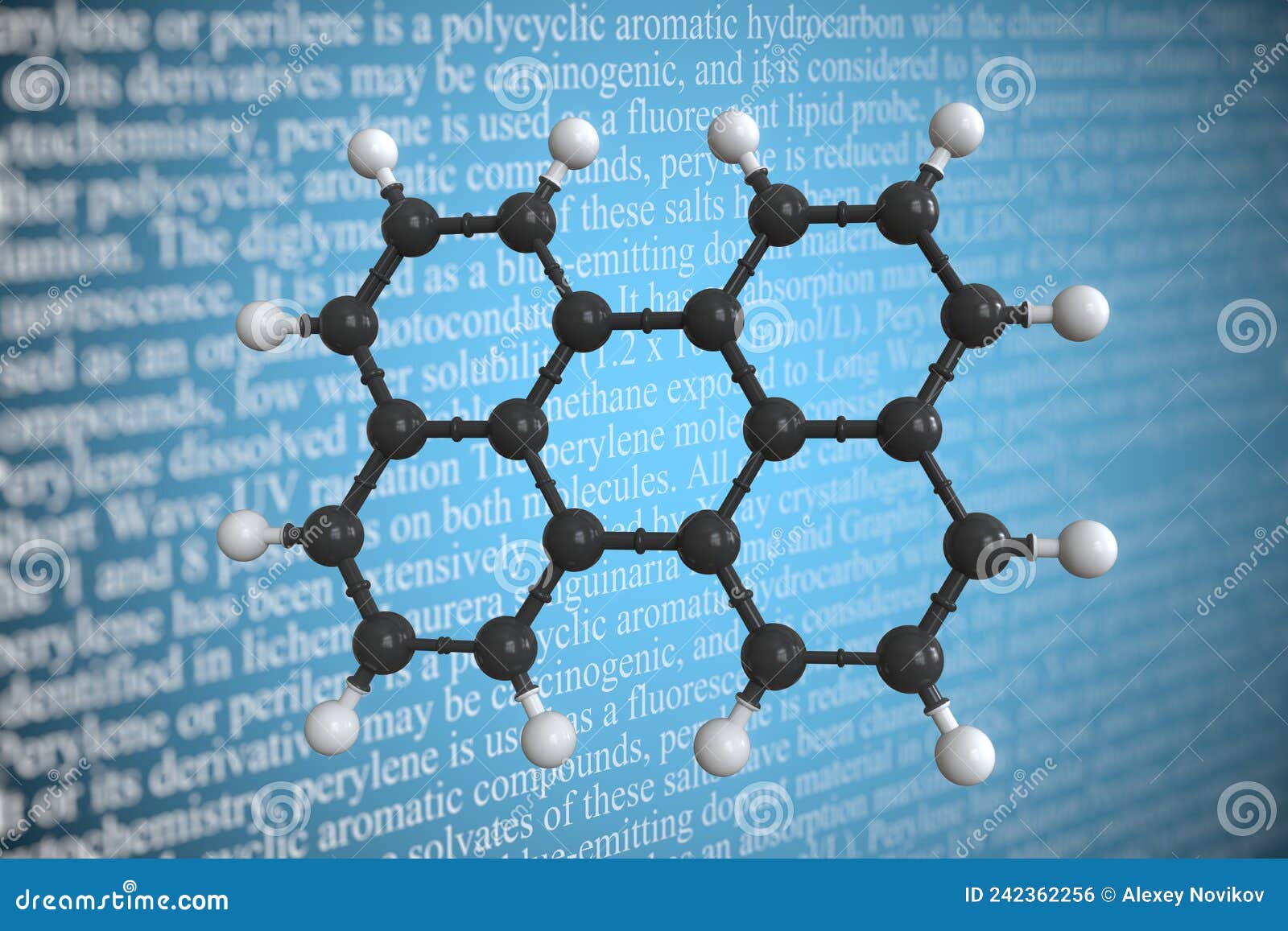 Perylene Scientific Molecular Model, 3D Rendering Stock Illustration ...