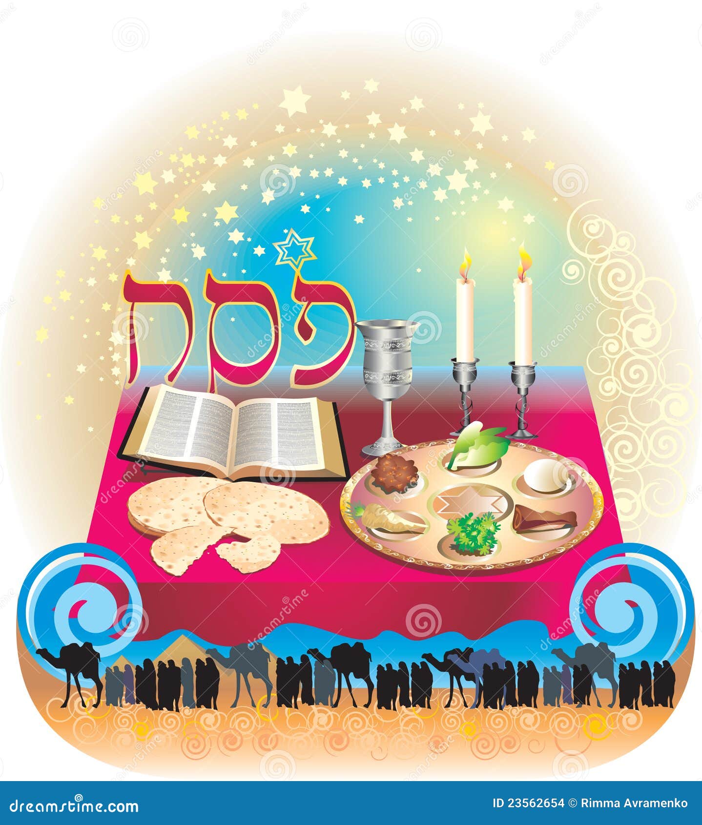 Pesah stock vector. Illustration of plate, vines, matzot - 23562654