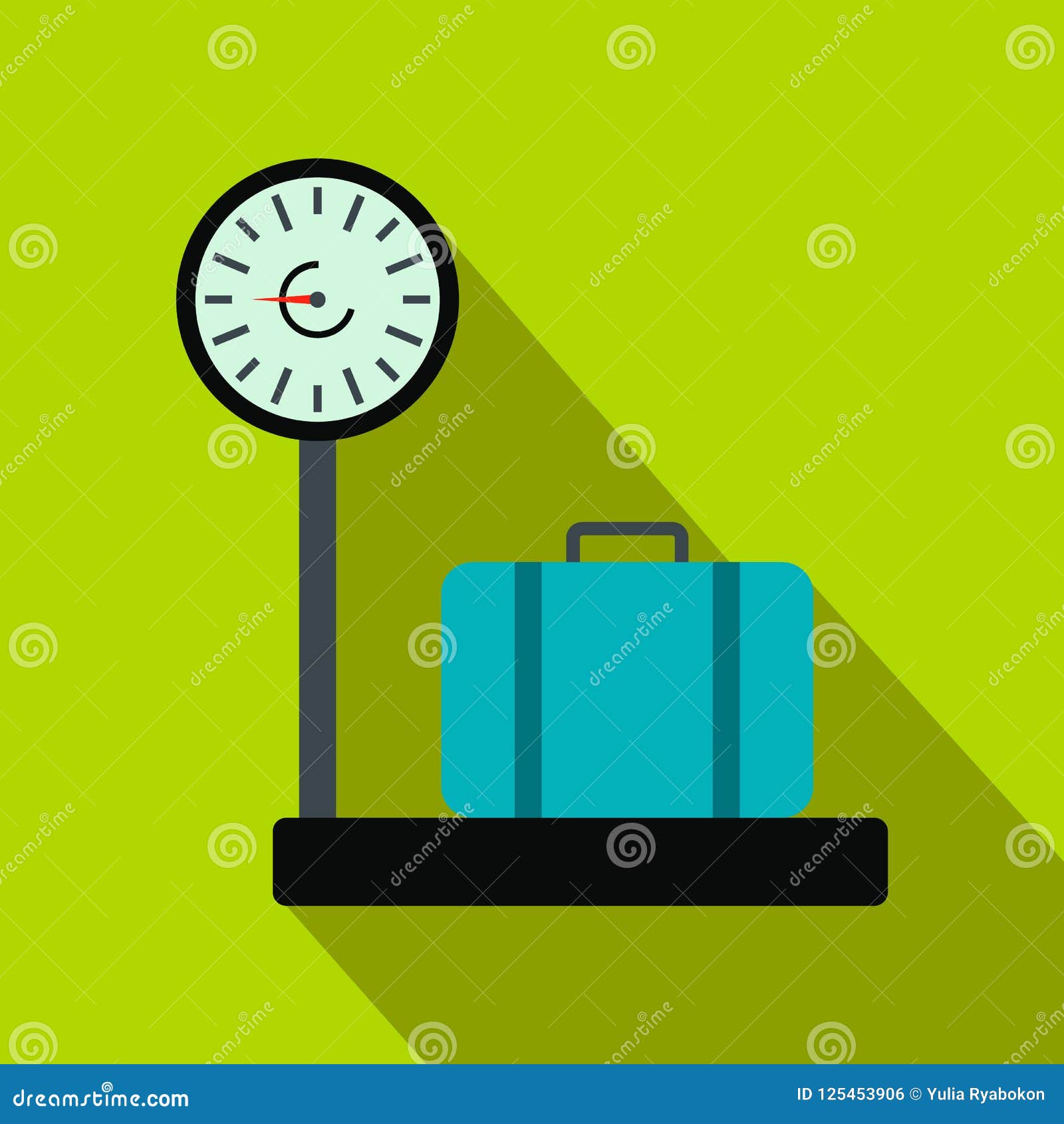 Pesaje Del Icono Plano Del Equipaje Stock de ilustración - Ilustración ...