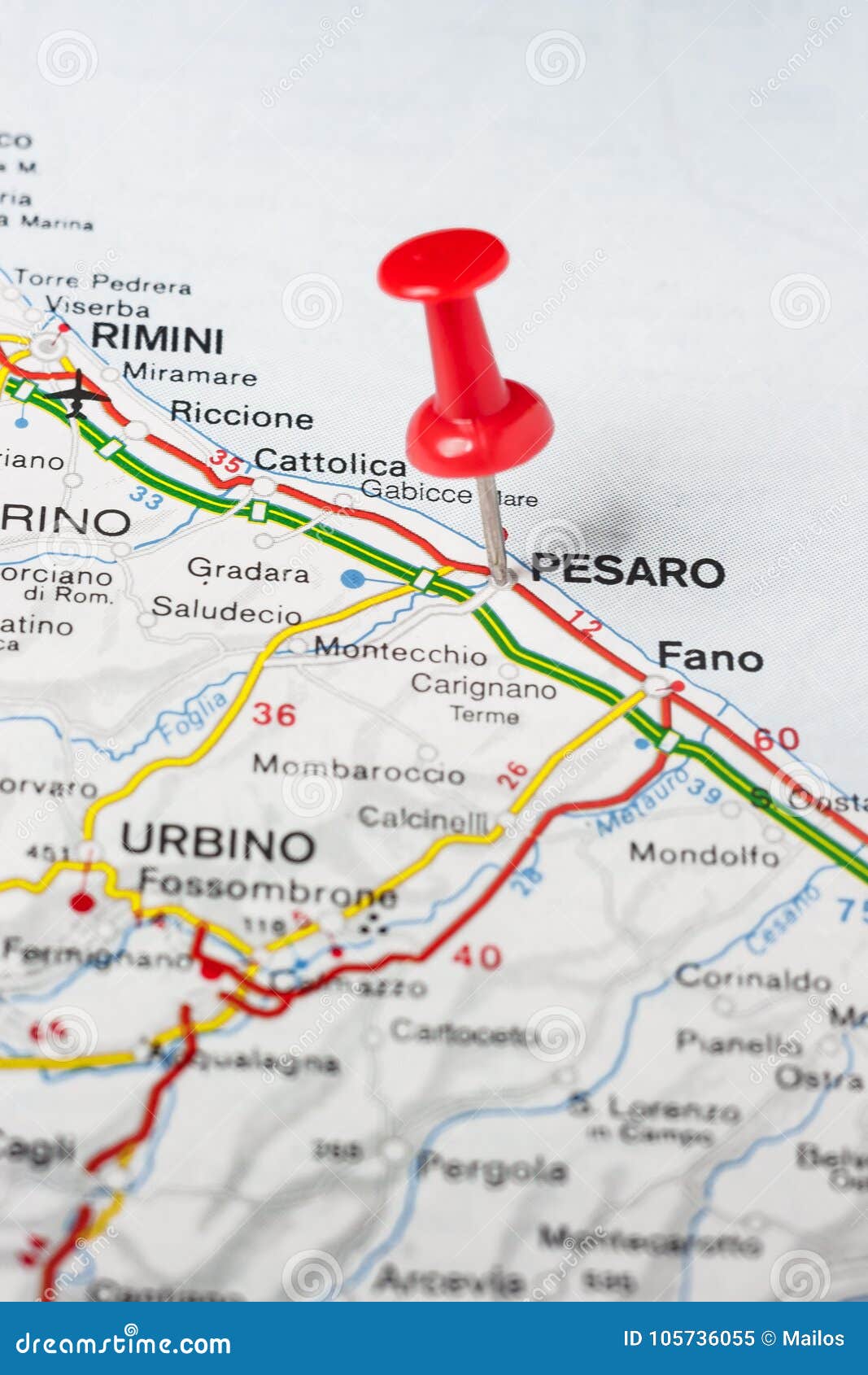 Pesaro Pinned on a Map of Italy Stock Image - Image of pesaro, guidance ...