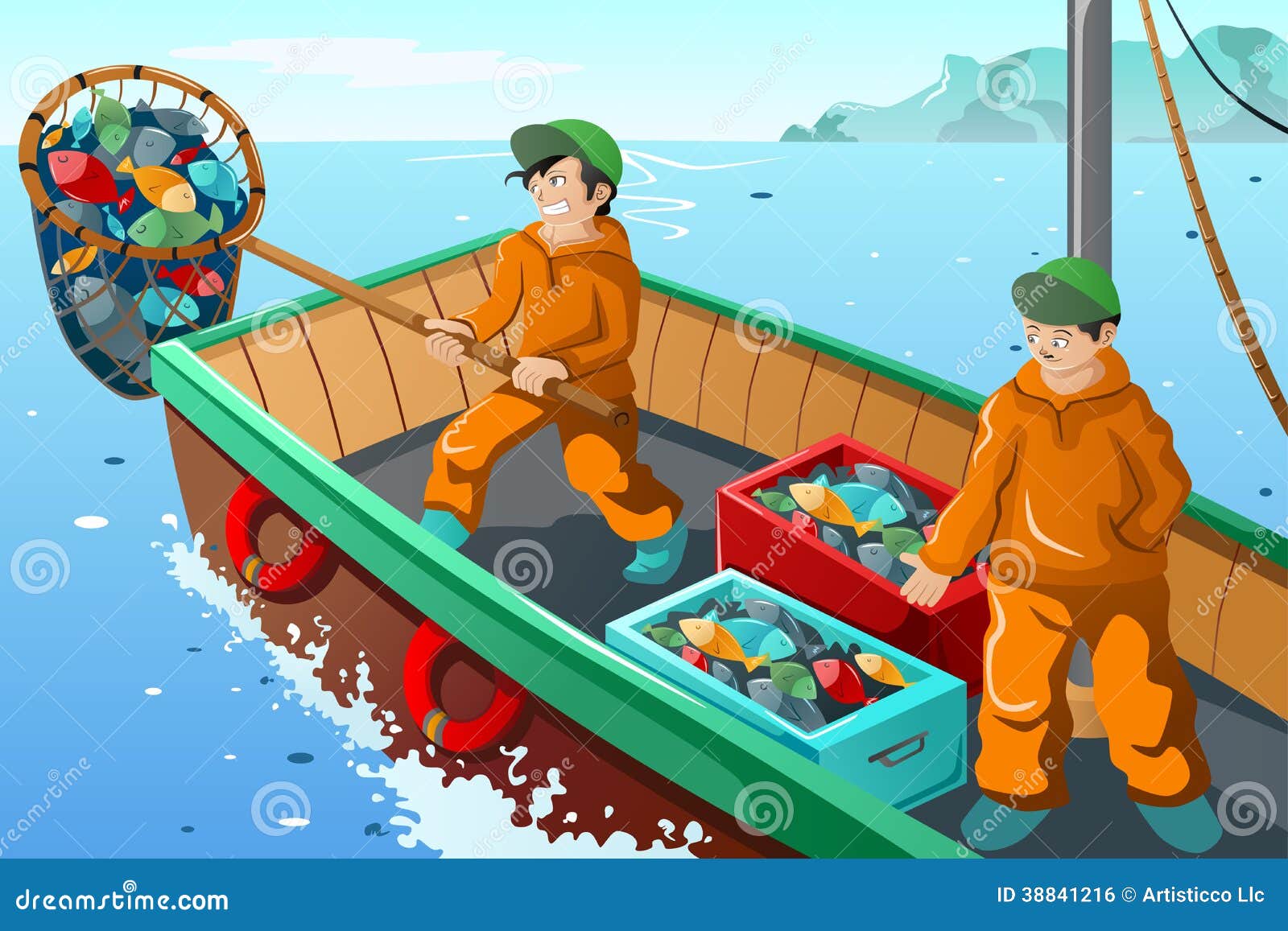 Pesca Comercial Del Pescador Ilustración del Vector - Imagen: 38841216
