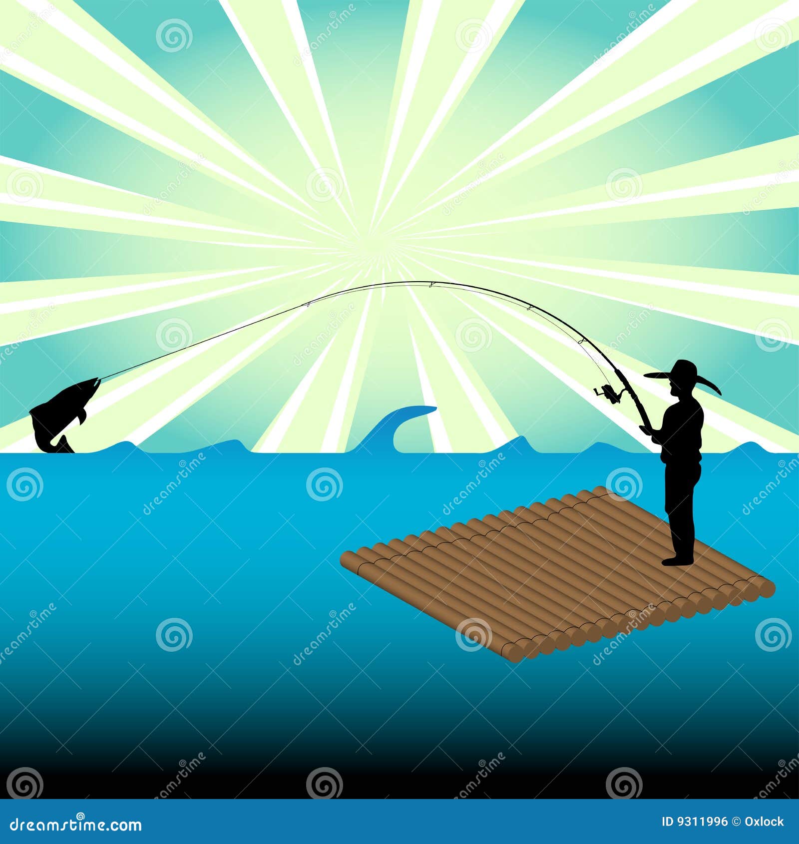 Pesca Do Homem De Uma Jangada Ilustração do Vetor - Ilustração de lazer ...