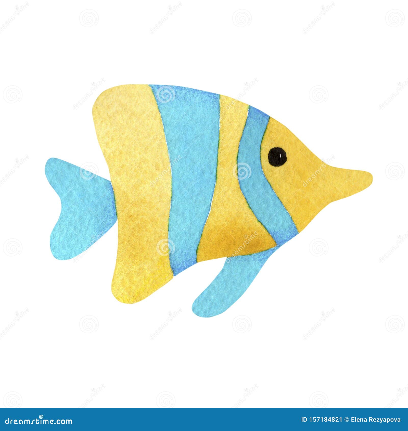 Pescado Azul Y Amarillo Pintado a Mano Imagen de archivo - Imagen de ...